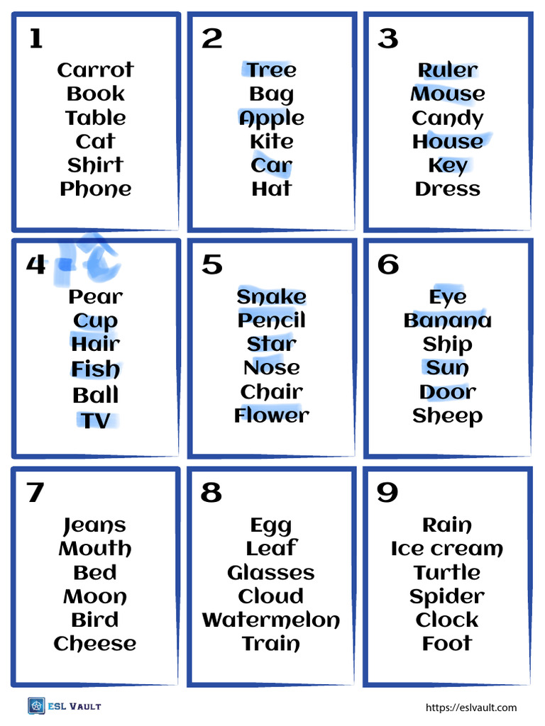 Pictionary Cards PDF Collection | PDF