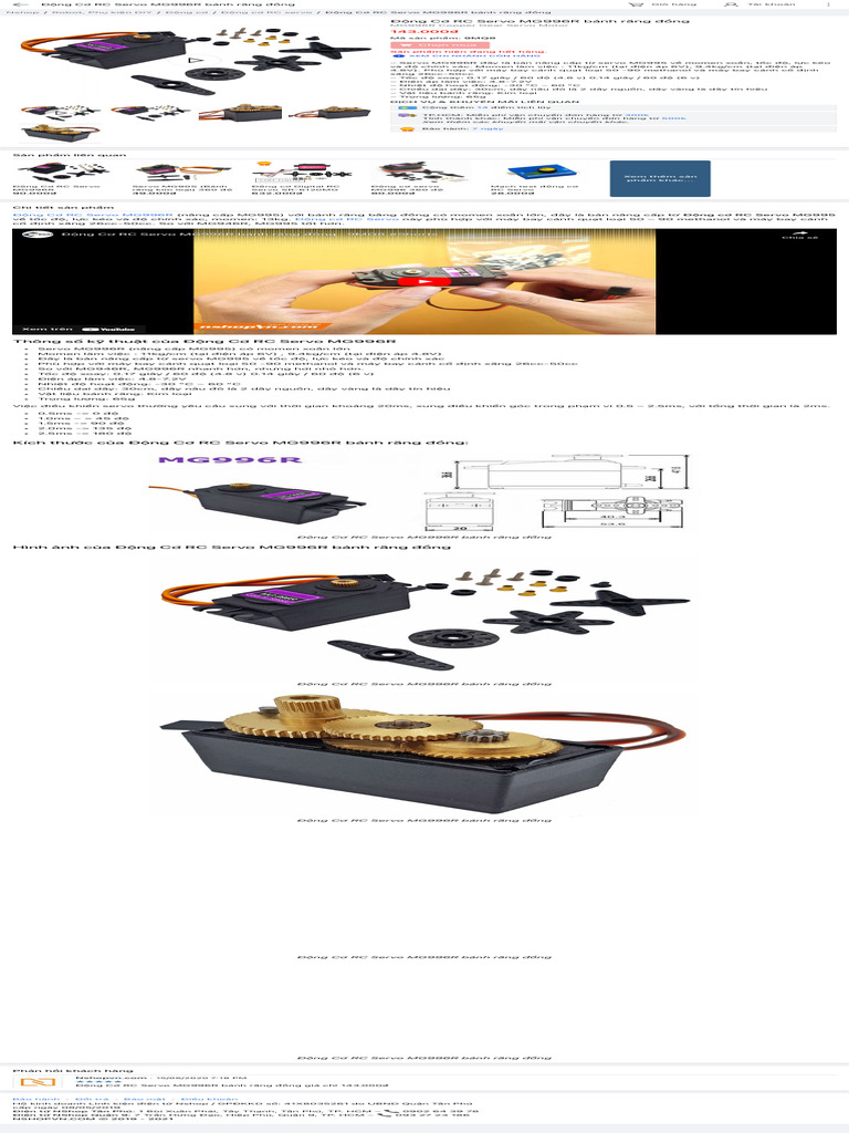 Động Cơ RC Servo MG996R Bánh Răng Đồng - Nshop | PDF
