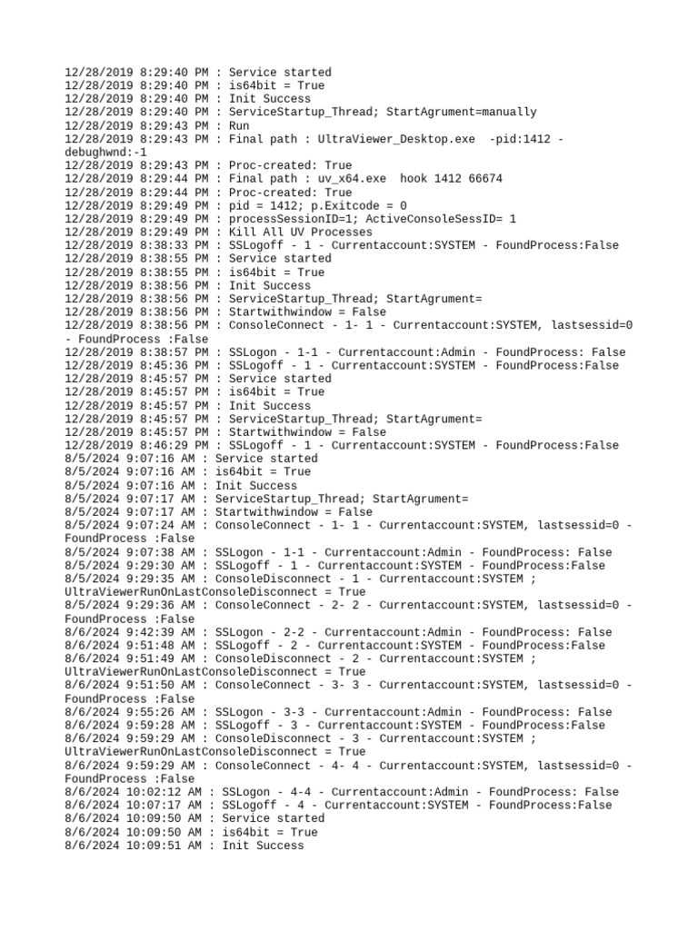 UltraViewerService_log | PDF | Process (Computing) | Operating System Technology