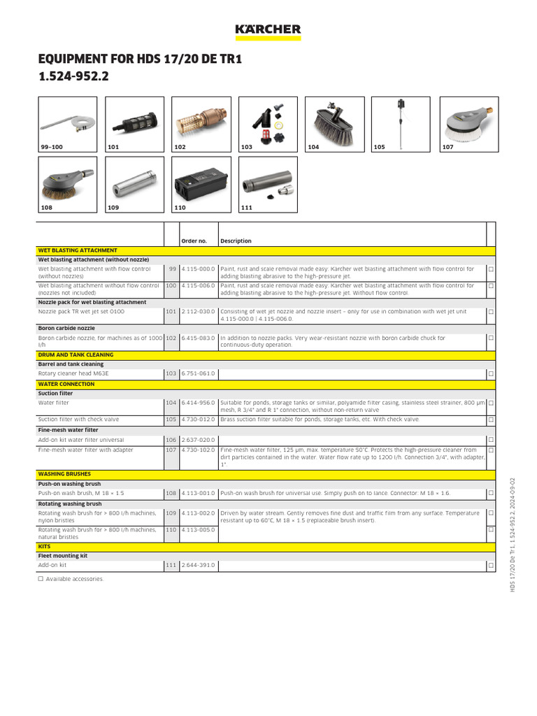 Equipment For Hds 17/20 de Tr1 1.524-952.2 | PDF | Brush | Valve