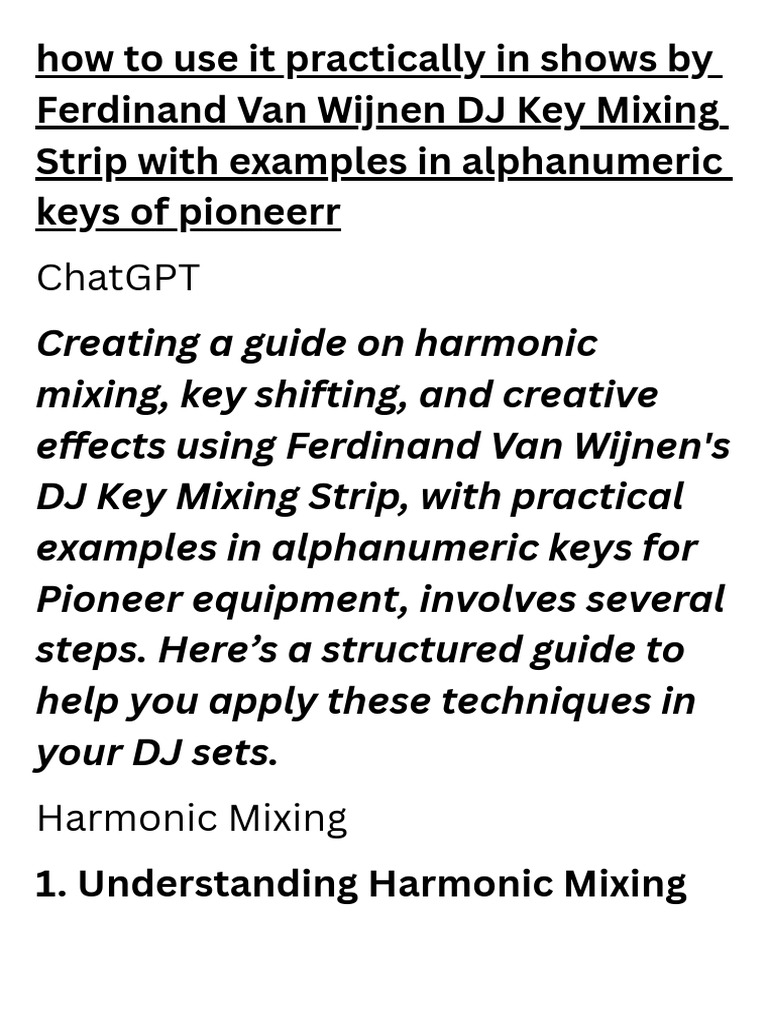 Ferdinand Van Wijnen's DJ Key Mixing Strip Guide | PDF | Disc Jockey ...