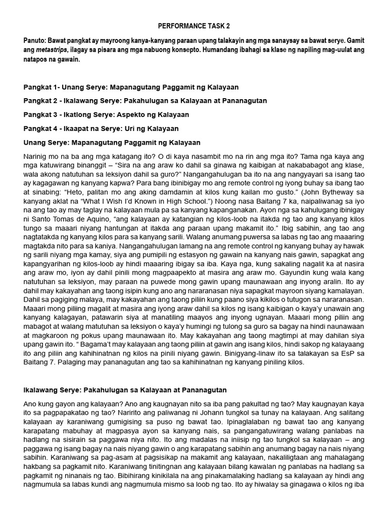 Performance Task 2 Esp | PDF
