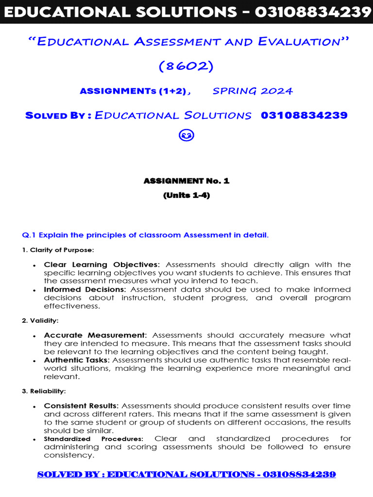 8602 Assignment (1+2) - ENG+URDU | PDF | Educational Assessment | Cognition