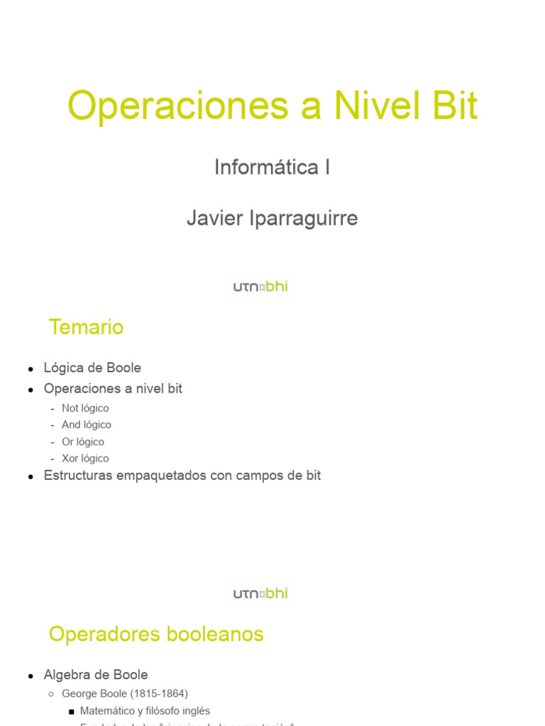 20 Operaciones Nivel Bit | PDF | Álgebra de Boole | Enseñanza de matemática