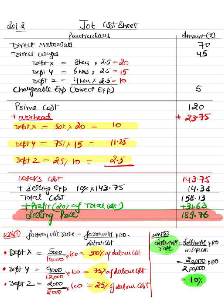 08 A Unit, Job - Batch Costing Class Notes | PDF