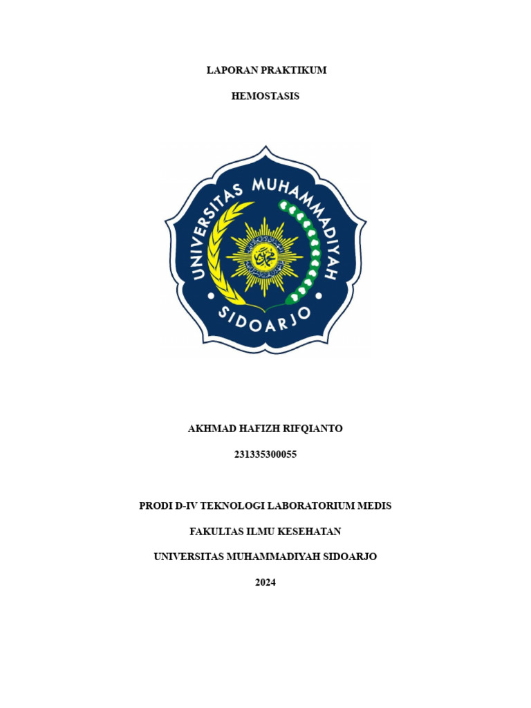 Akhmad Hafizh R - Clotting Retraksi - Hemostasis. | PDF | Sains ...