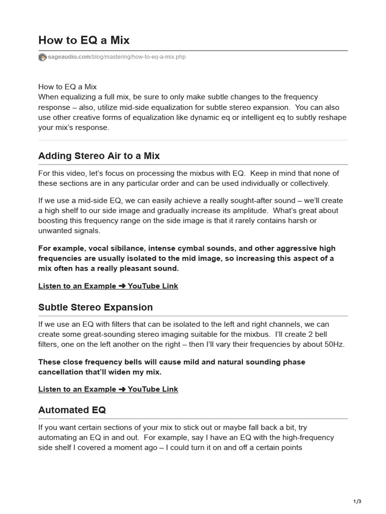 English - How To EQ A Mix | PDF | Equalization (Audio) | Signal Processing