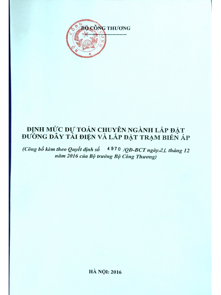 4970.2016 - Dinh Muc Lap Dat Duong Day Tai Dien Va Tram Bien AP | PDF