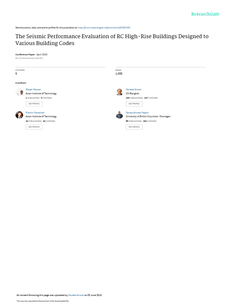 The Seismic Performance Evaluation of RC High-Rise Buildings Designed To Various Building Codes ...