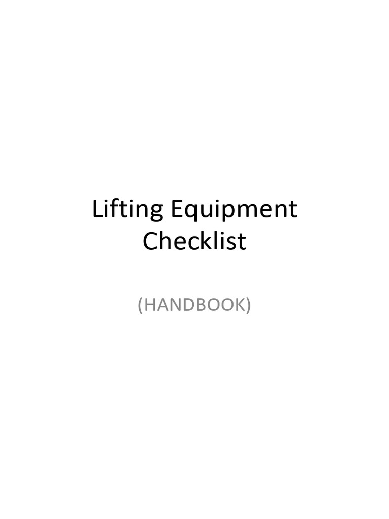 Lifting Equipment Checklist | PDF