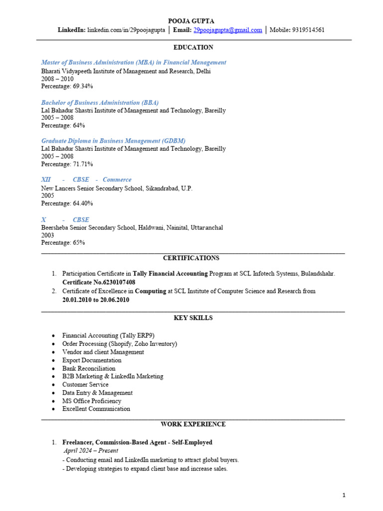 CV 2024 | PDF | Business Economics | Business