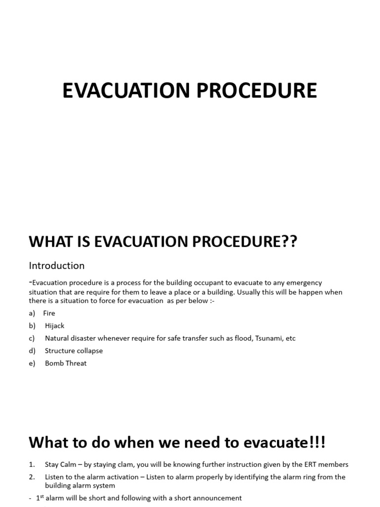 Evacuation Procedure | PDF | Emergency Evacuation | Hazards
