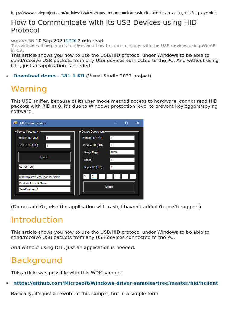 How To Communicate With Its USB Devices Using HID Protocol | PDF | Usb | Computer Architecture