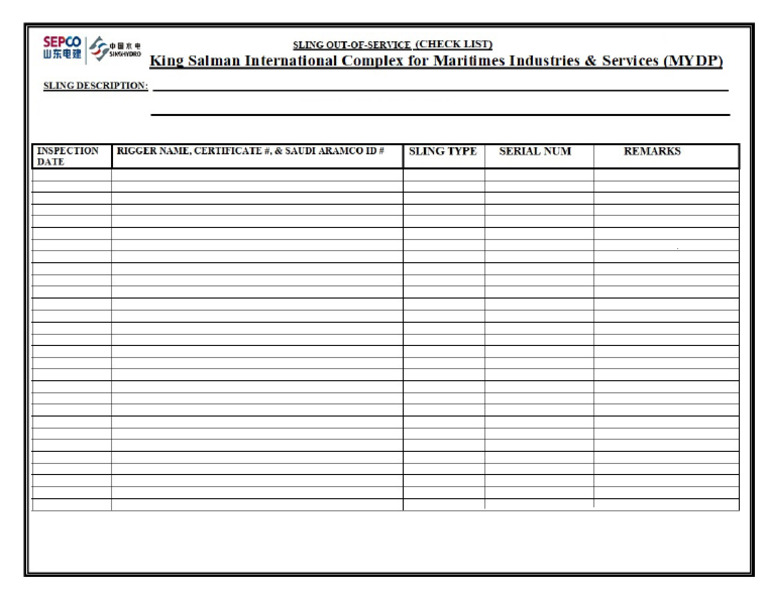 SLINGS Checklist | PDF