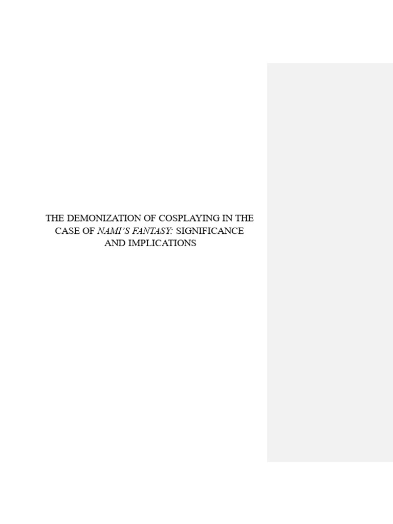 The Demonizing Representation of Cosplaying in The Case of Nami | PDF ...