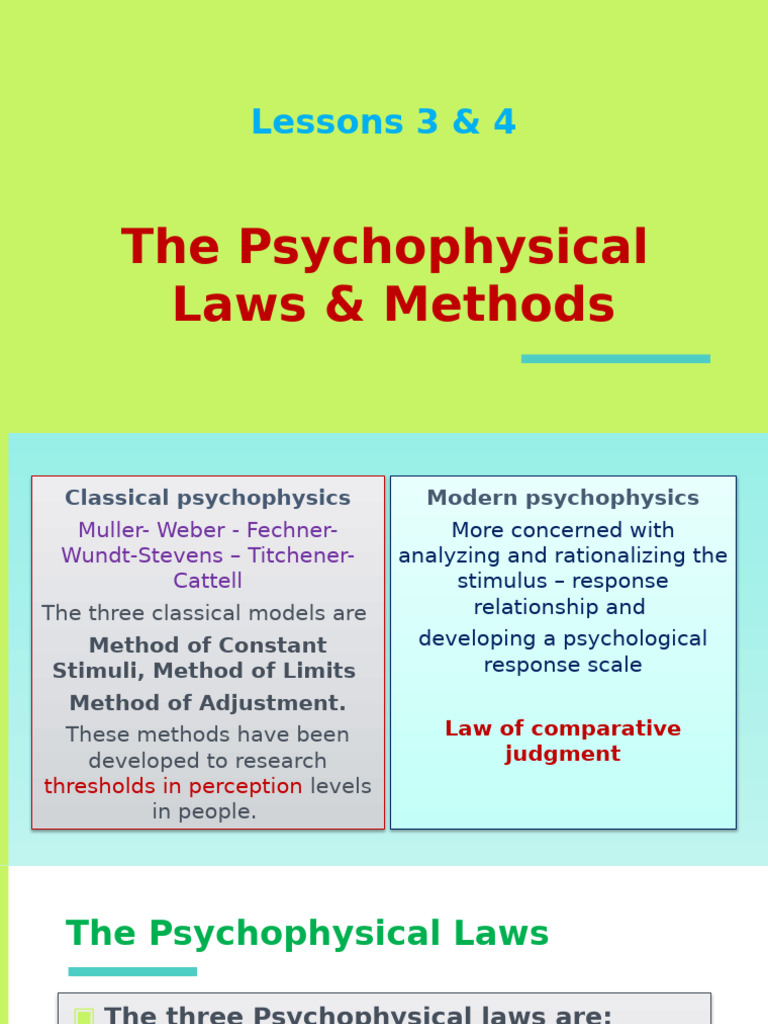 3 & 4. The Psychophysical Laws & Methods | PDF | Psychophysics | Mental Processes
