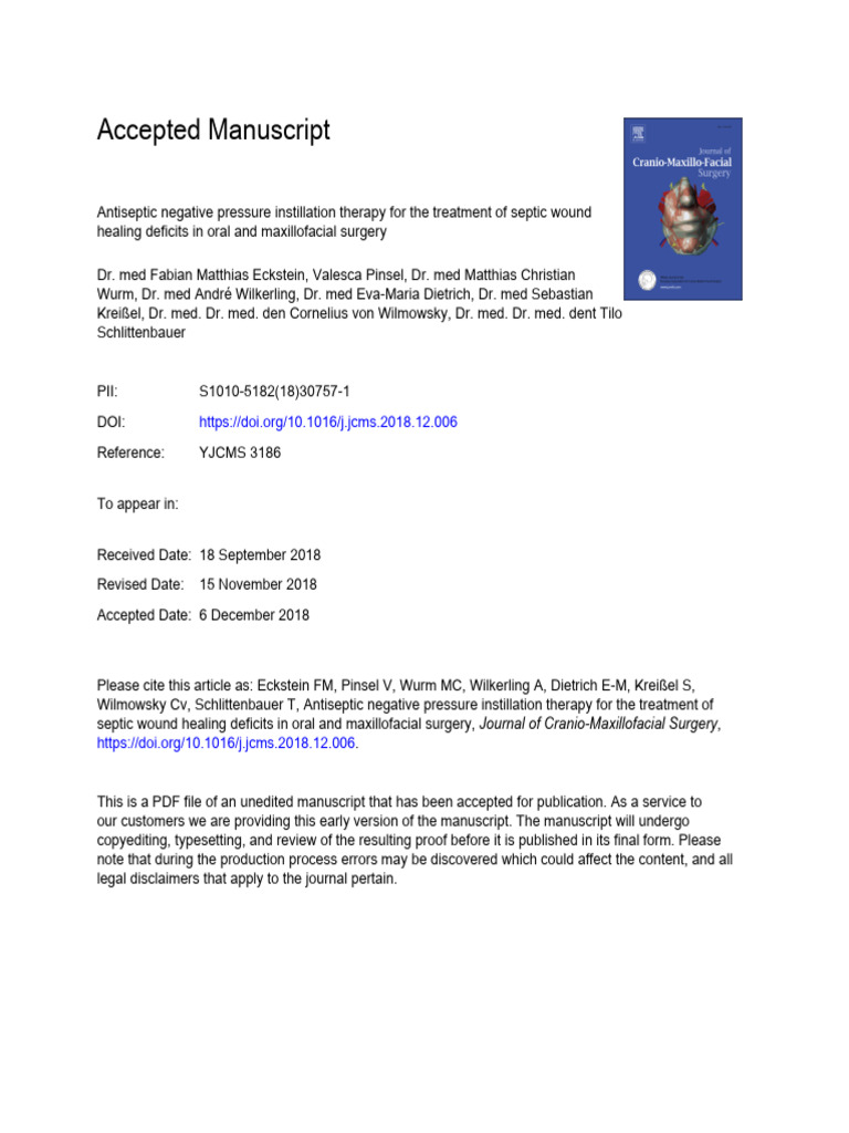 Antiseptic Negative Pressure Instillation Therapy For The Treatment of ...