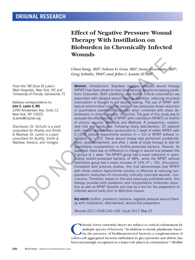 Effect of Negative Pressure Wound Therapy With Instillation On ...