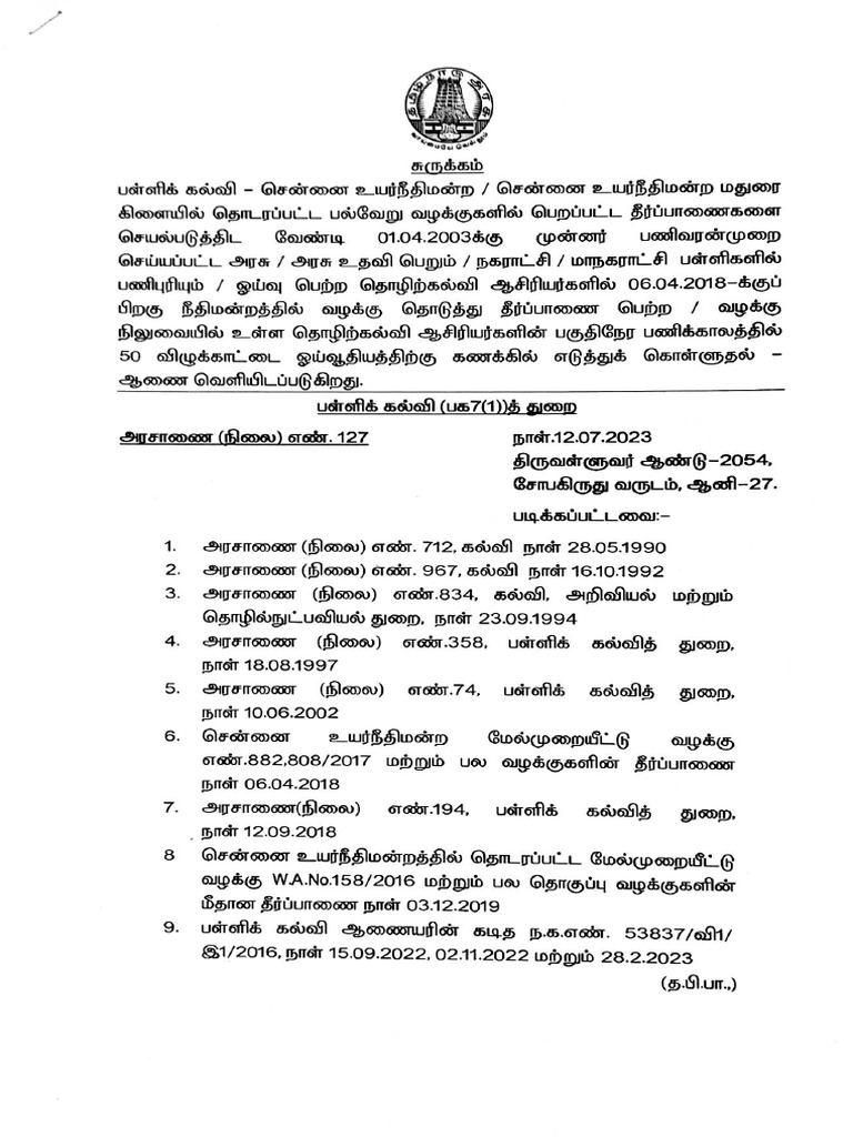 G.O. Ms - No.127 (Vocational 50%) | PDF