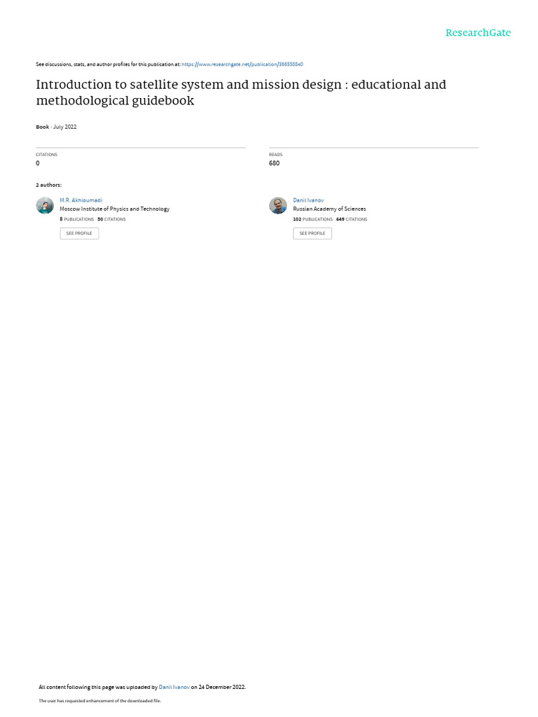 Introduction To Satellite System and Mission Design Educational and ...