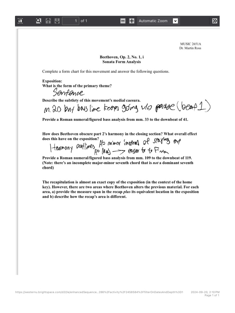 Beethoven Sonata Form Analysis Guide | PDF