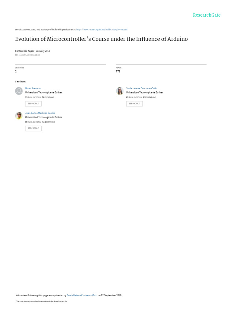 Evolution Of Microcontrollers Course Under The In Pdf Arduino Microcontroller