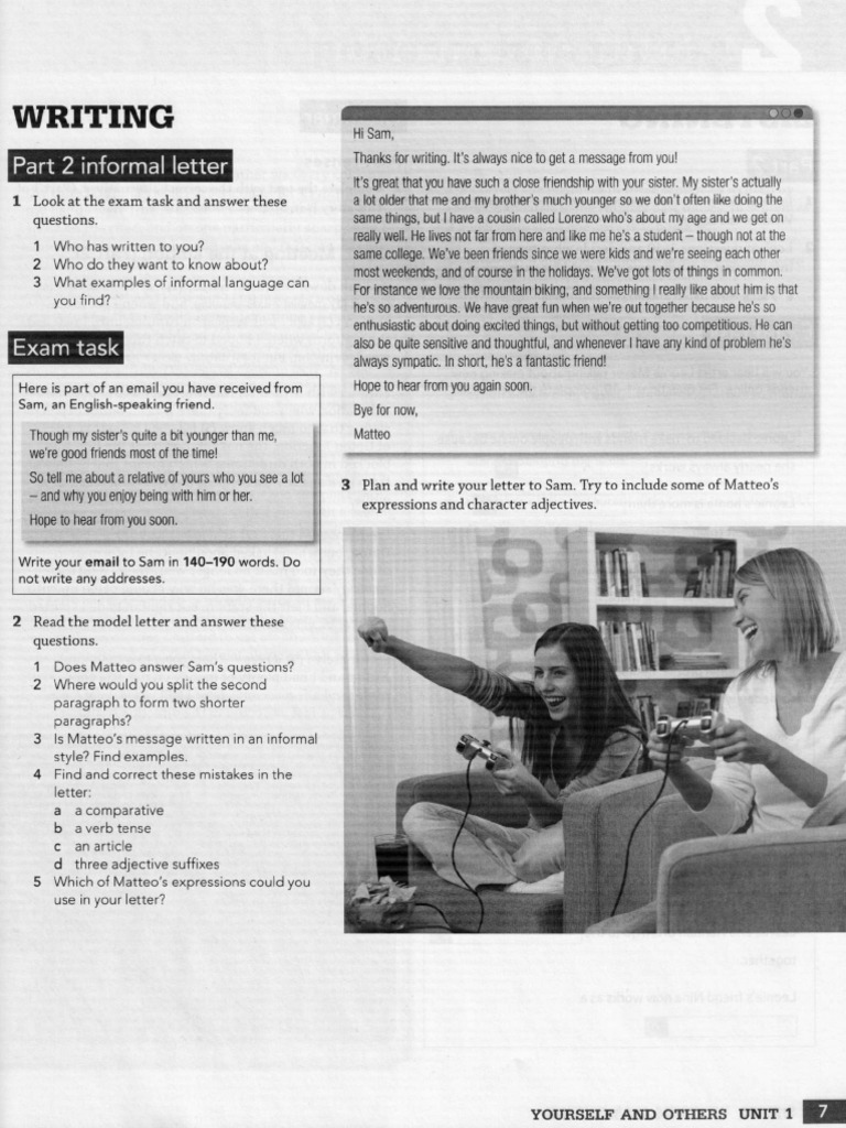 FCE Writing Informal Letter | PDF | Syntax | Language Families