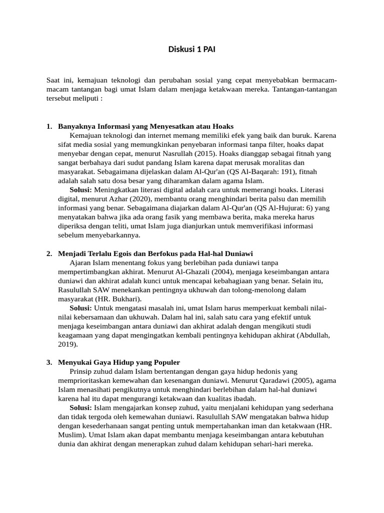 Diskusi 1 PAI | PDF | Ilmu Sosial
