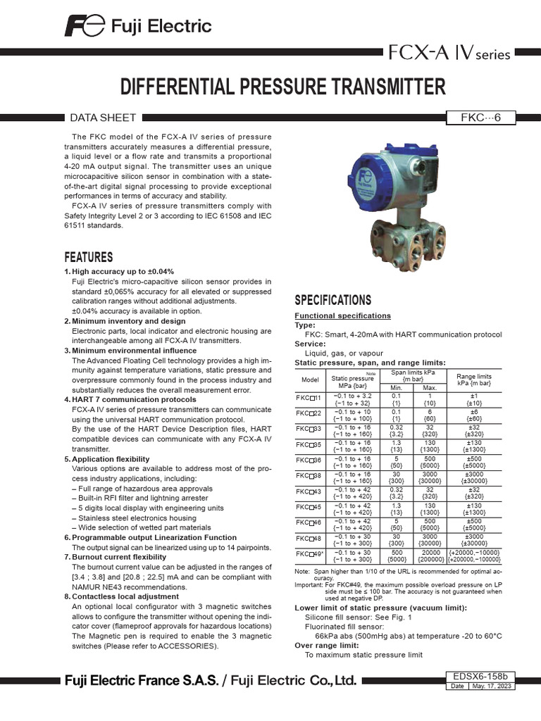Differential Pressure Transmitter FKC | PDF | Pressure Measurement ...