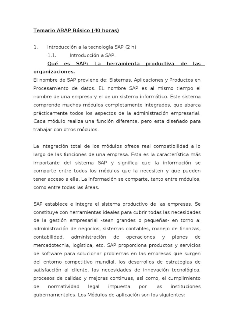 ABAP Basico (Contenido) | PDF | Programa de computadora | Programación