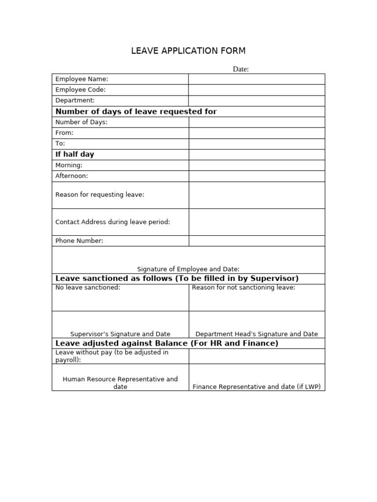 Leave Application | PDF