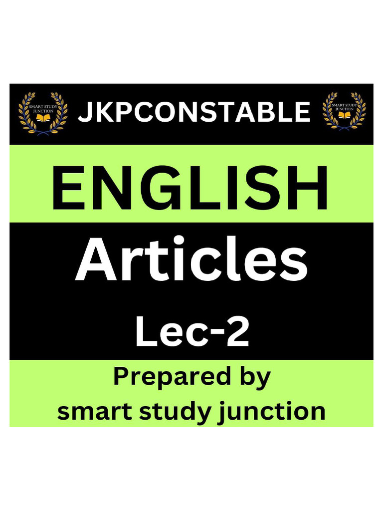 English (Articles) Lec-2 by SSJ | PDF