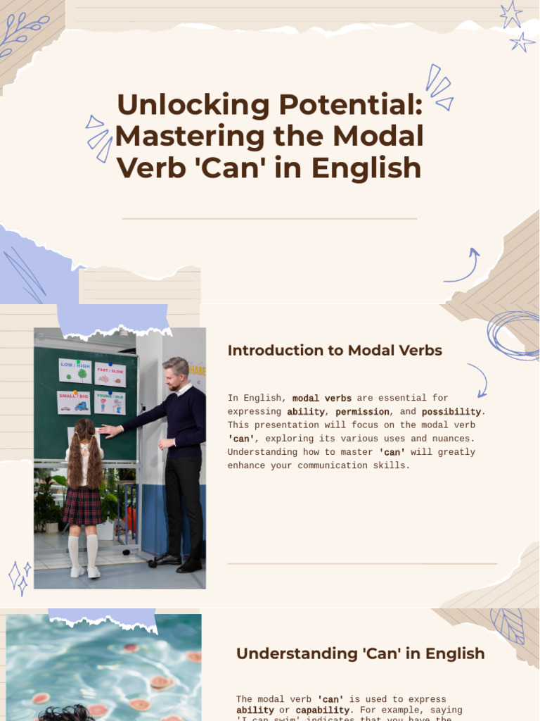Slidesgo Unlocking Potential Mastering The Modal Verb Can in English ...