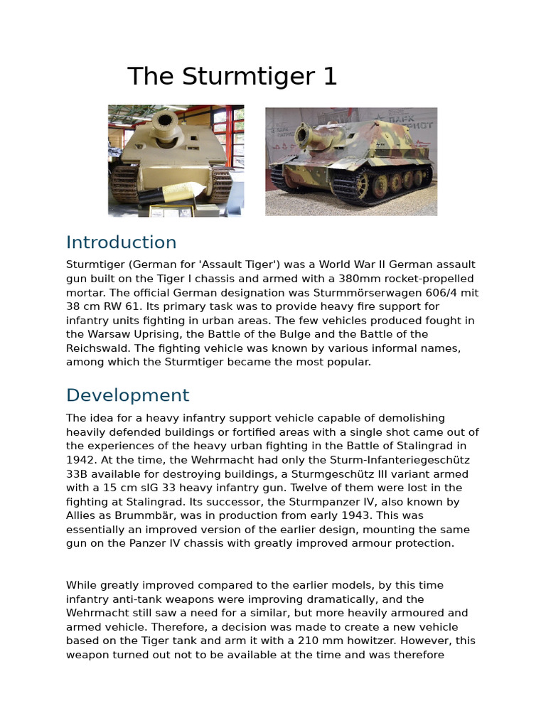 Overview of the Sturmtiger Tank | PDF | Tanks | Vehicles