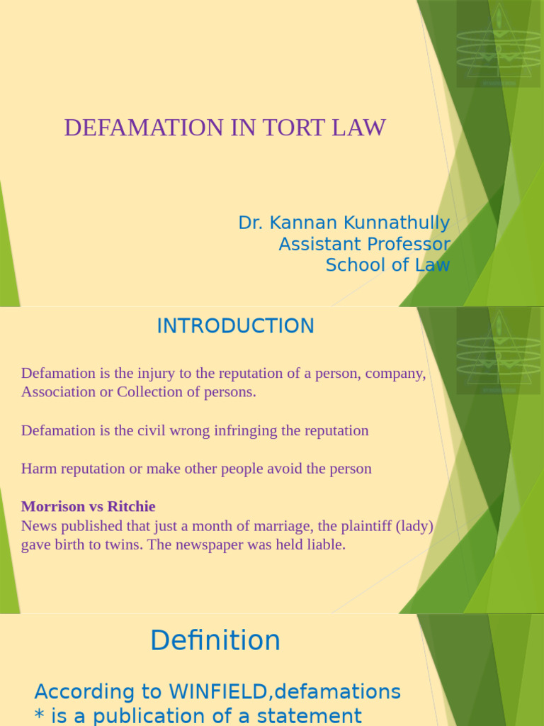 Tort of Defamation | PDF | Defamation | Justice