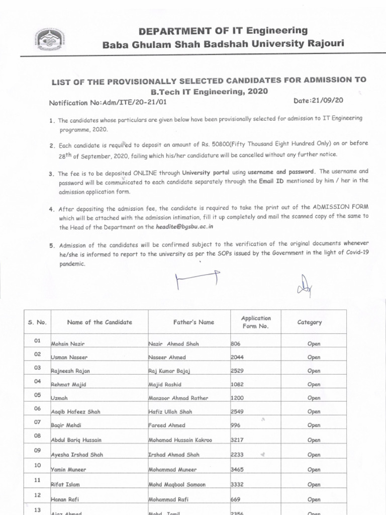 Selection ITE List 2020 | PDF