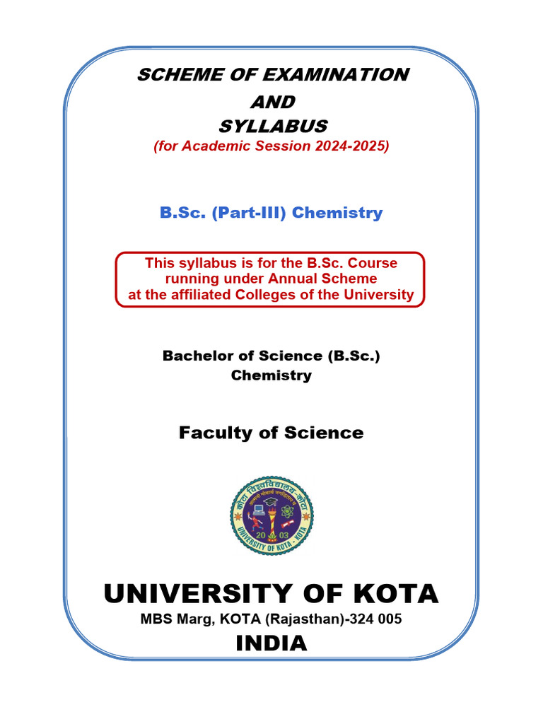 B.Sc. Chemistry Syllabus 2024-2025 | PDF | Energy Level | Spectroscopy