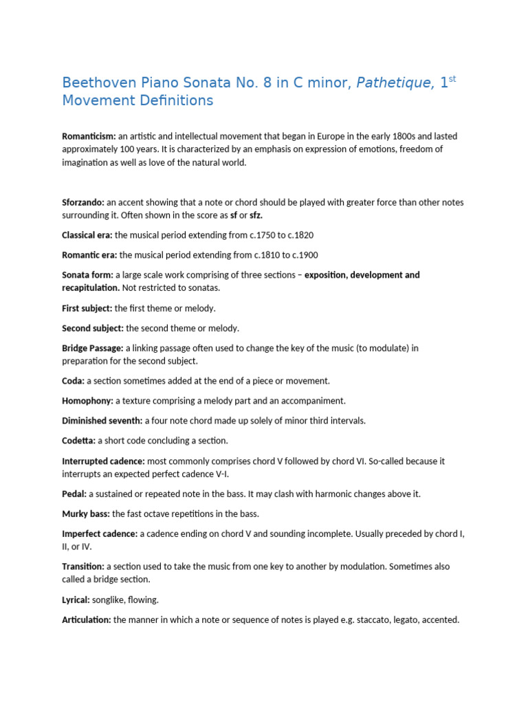 Beethoven Key Words | PDF | Chord (Music) | Musical Compositions