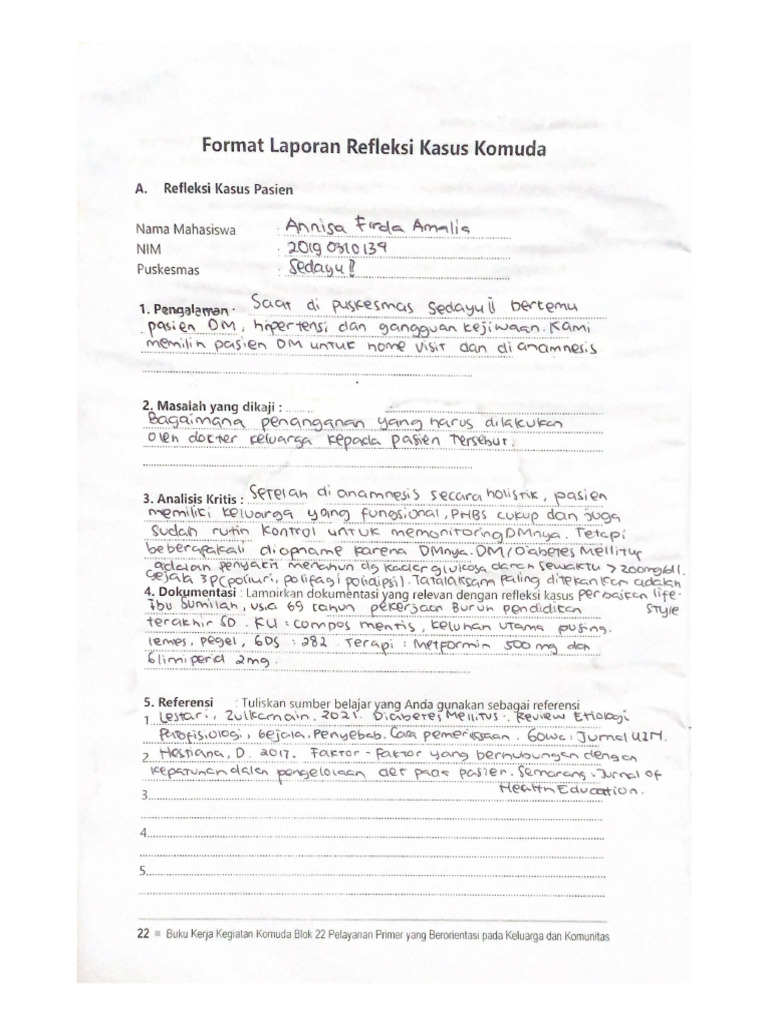 Format Laporan Refleksi Kasus Komuda | PDF