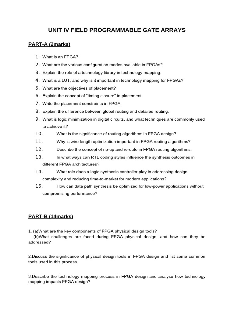 Unit Iv Field Programmable Gate Arrays | PDF | Field Programmable Gate Array | Logic Synthesis