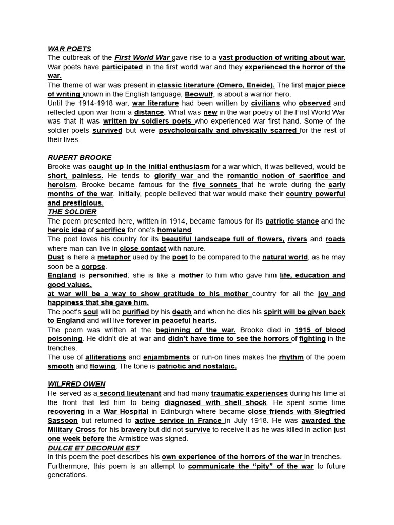 War Poet | PDF | Poetry