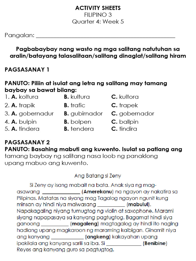 Activity Sheet | PDF