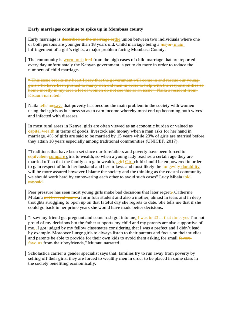 Early Marriage Crisis in Mombasa County | PDF | Child Marriage | Marriage