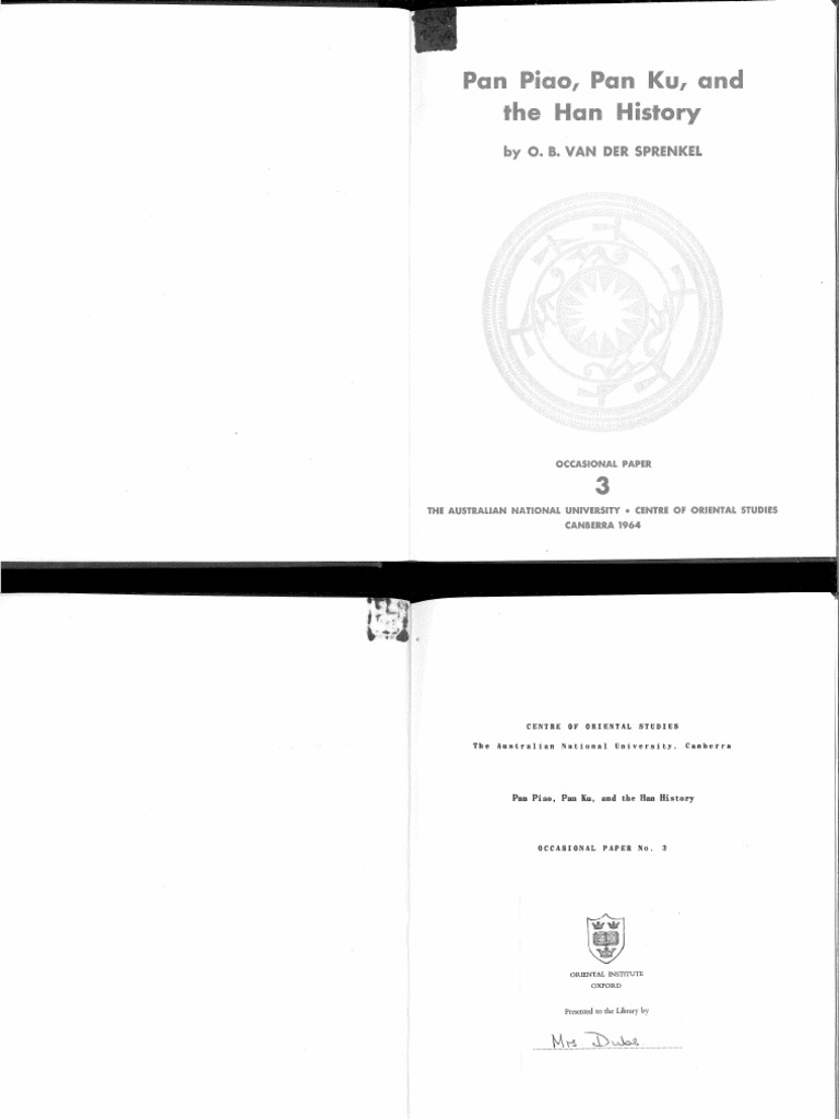 Van Der Sprenkel Pan Piao Pan Ku and The Han History | PDF
