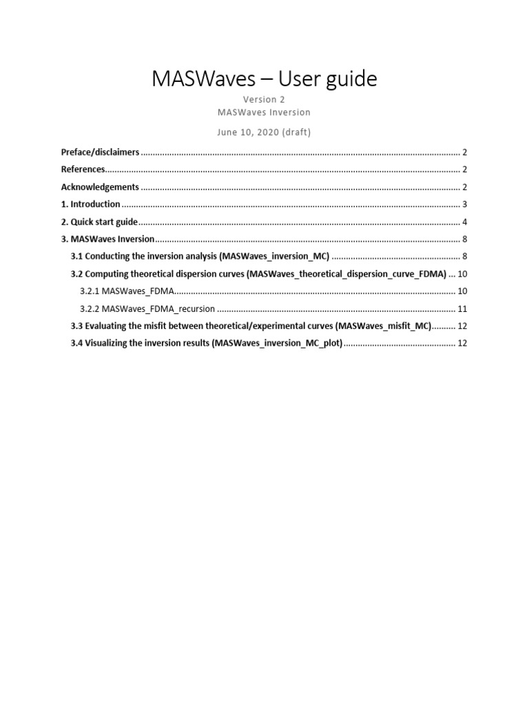 MASWavesInversionMC UserGuide | PDF | Waves | Wavelength