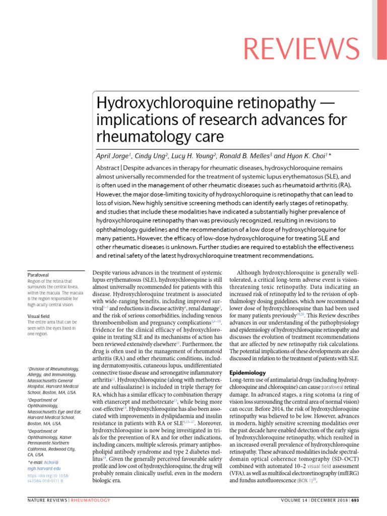 Hydroxychloroquine Retinopathy - Implications of Research Advances For ...