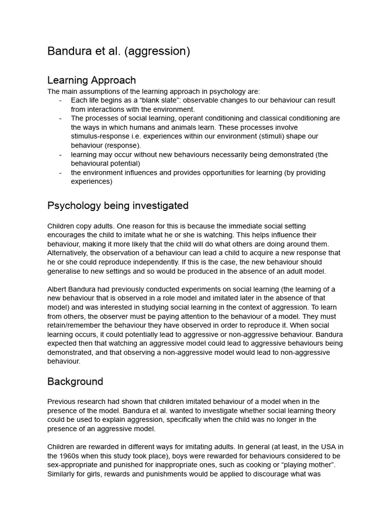 Bandura Et Al. | PDF | Aggression | Imitation