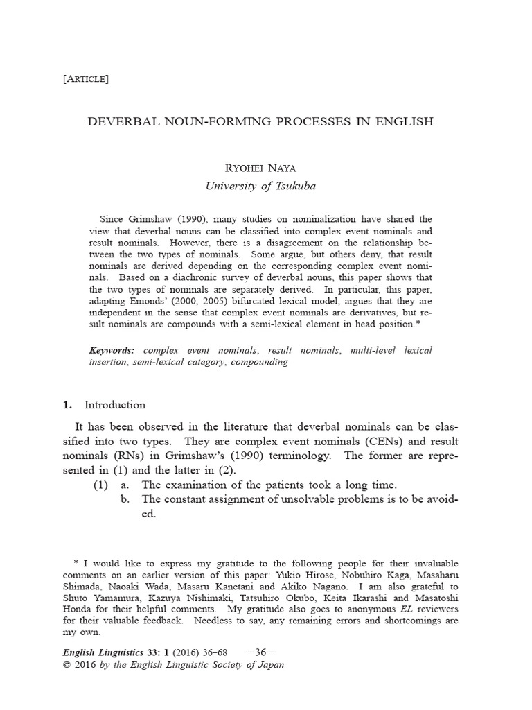 DEVERBAL NOUNFORMING PROCESSES IN ENGLISH - 2016 - English Linguistic ...