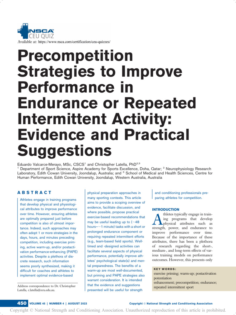Precompetition Strategies To Improve Performance.6 | PDF | Strength ...
