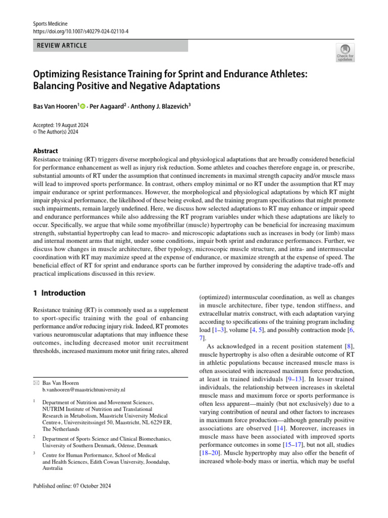 Optimizing Resistance Training For Sprint and Endurance Athletes ...